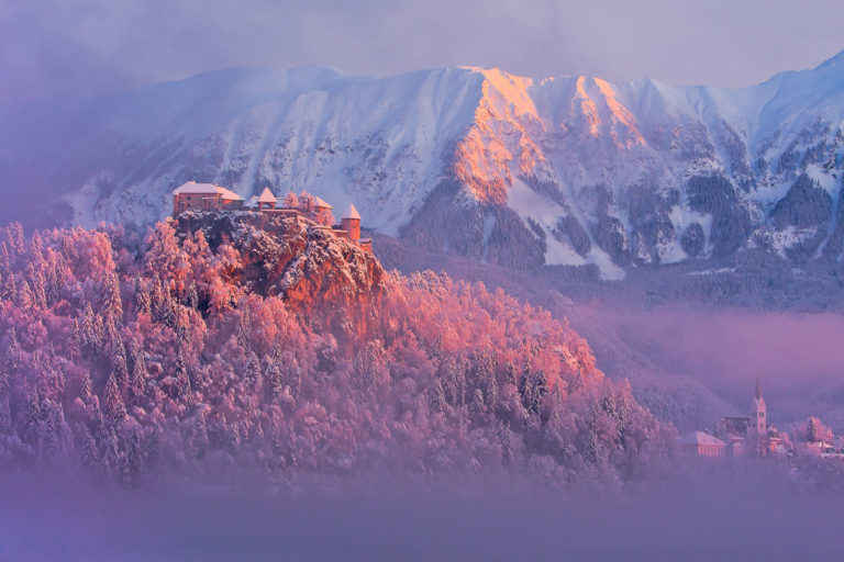 A photo gallery with landscape photos of Lake Bled in Slovenia